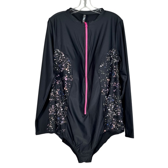 torrid | Swim | Torrid Black Long Sleeve High Neck Rashguard Swimsuit ...